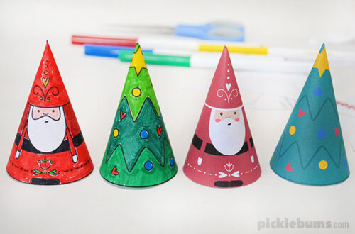 Paper Cone Christmas Decorations - Free Printable - Picklebums