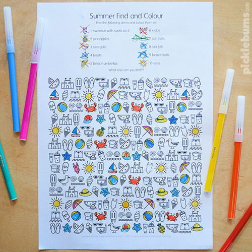 Free Printable Summer Find and Colour Activity - Picklebums