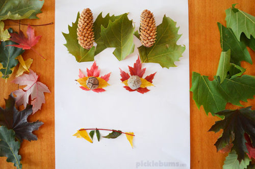 Leaf Faces - An easy, low-mess, nature craft - Picklebums