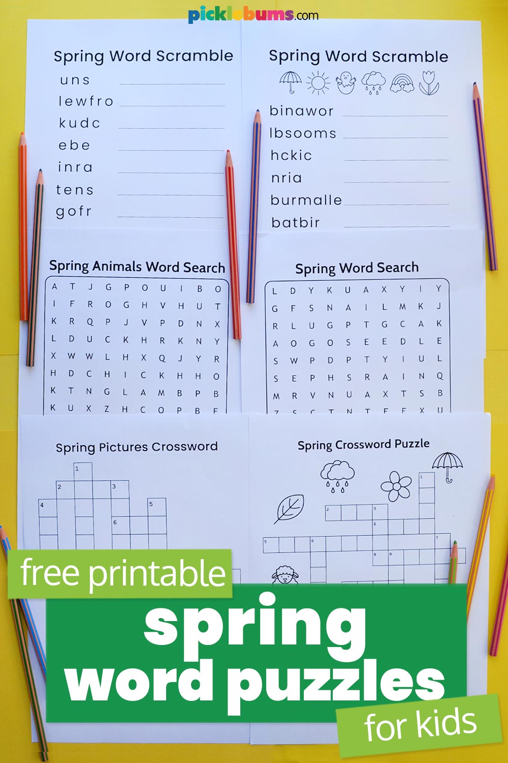 Free Printable Spring Word Puzzles for Kids - Picklebums